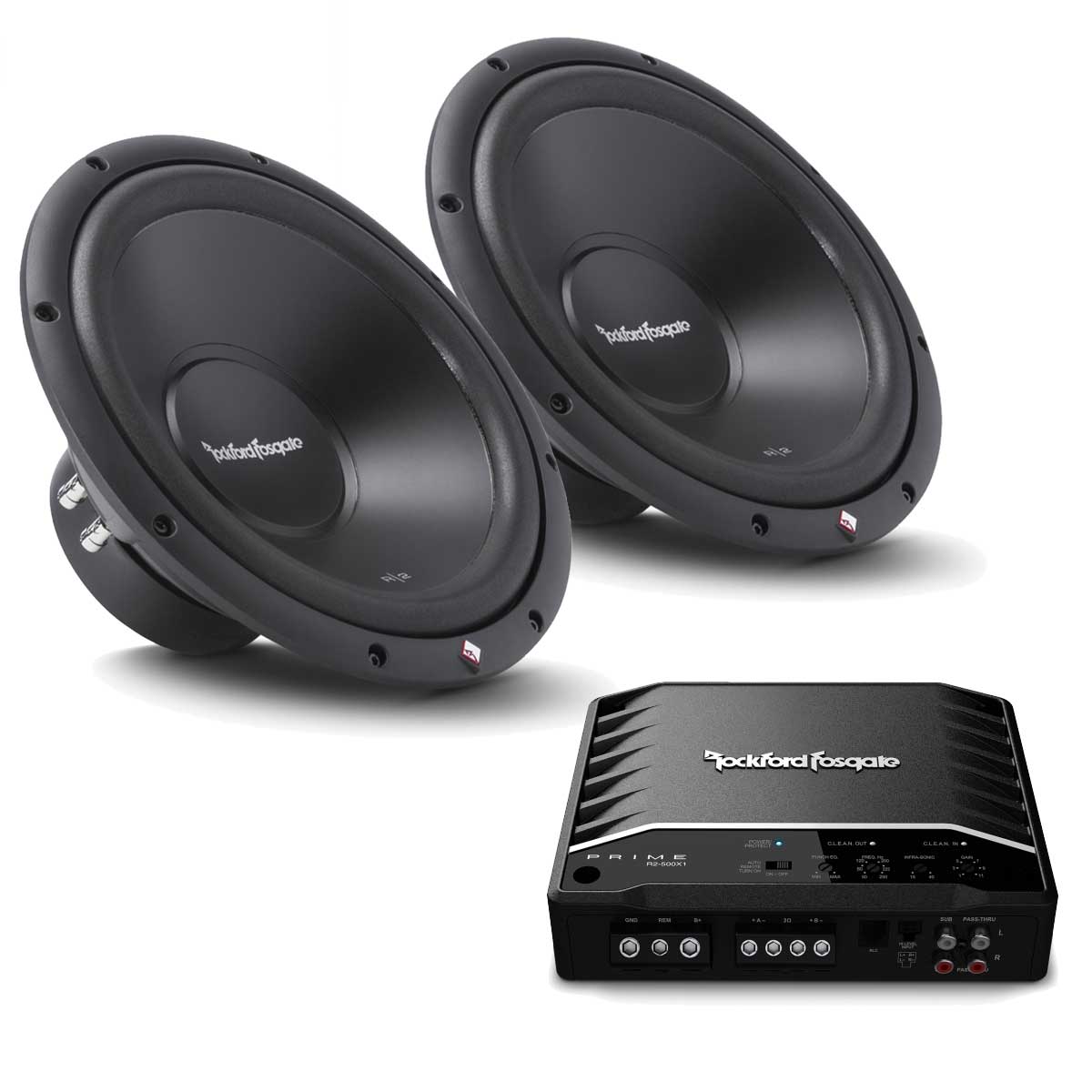 Rockford Fosgate Dual 12" R2D2-12 with R2-500X1 500 Watt Subwoofer Kit ...