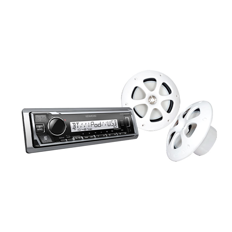 Kenwood PKG-MR3321BT Marine Retail Pack (KMR-M332BT + KFC-1613MRW): PKG ...