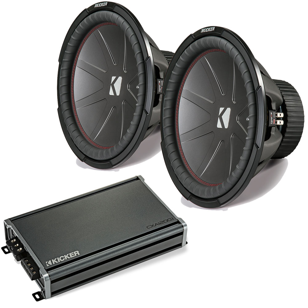 Kicker Dual 15" Comp R with CX1200.1 1200 Watt Subwoofer Kit: CWR154x2 ...