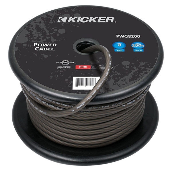 Kicker Power Wire Spool Gray 8ga 200ft: PWG8200