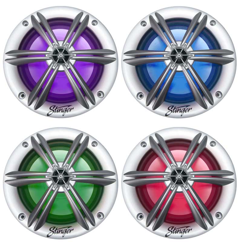 Stinger 6.5" Marine Stereo Package w/ RGB LEDs: SE-SEA65RGBS-MSK