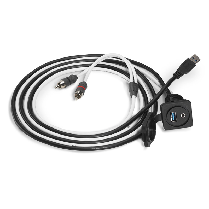 JL Audio Combo 3.5 mm Audio Jack and 9 Wire USB Port for Panel-Mounting ...