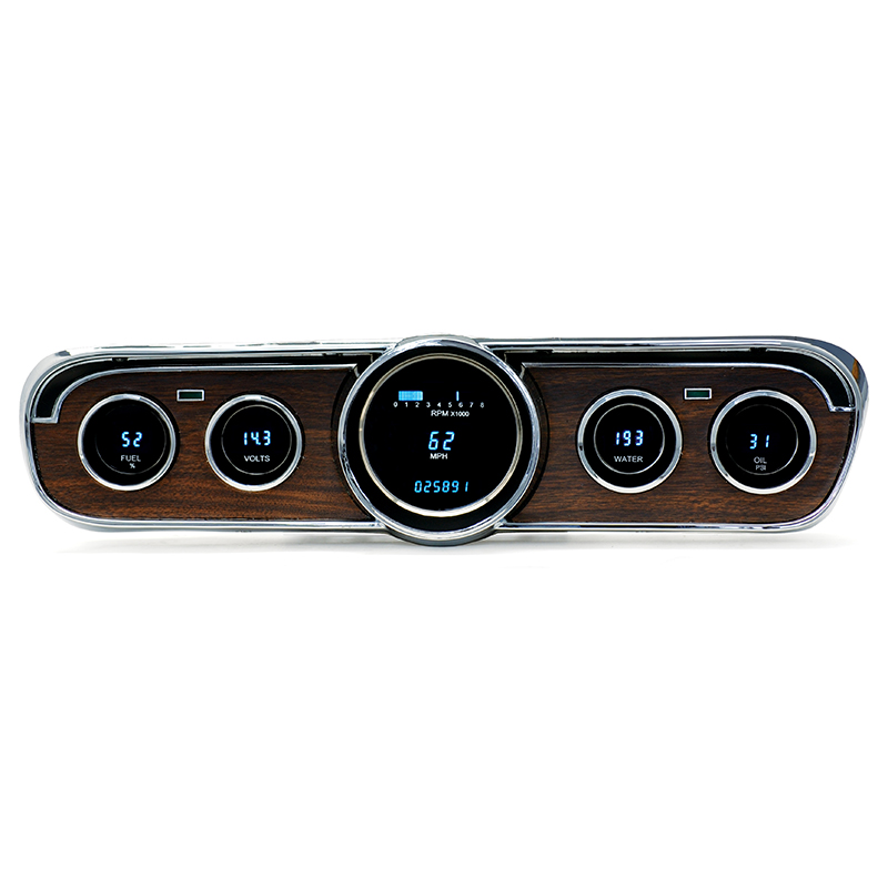 Dakota Digital 1965-66 Ford Mustang VFD system w/woodgrain w/Blue and ...